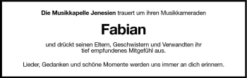 Traueranzeigen von Fabian | Trauer.bz