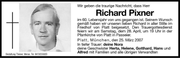Traueranzeigen von Richard Pixner | Trauer.bz