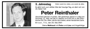 Traueranzeigen von Peter Reinthaler | Trauer.bz