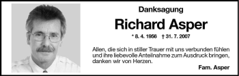 Traueranzeigen von Richard Asper | Trauer.bz