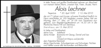 Traueranzeigen von Alois Lechner | Trauer.bz