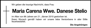 Traueranzeigen von Maria Carena | Trauer.bz