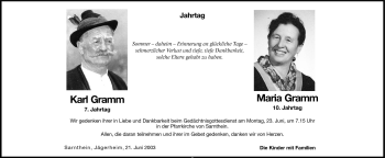 Traueranzeigen von Maria Gramm | Trauer.bz