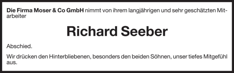 Traueranzeigen von Richard Seeber | Trauer.bz
