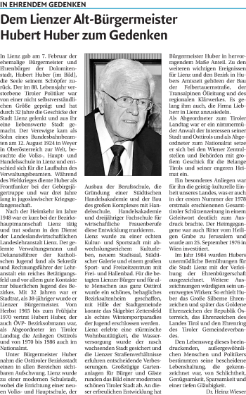 Traueranzeigen von Hubert Huber | Trauer.bz