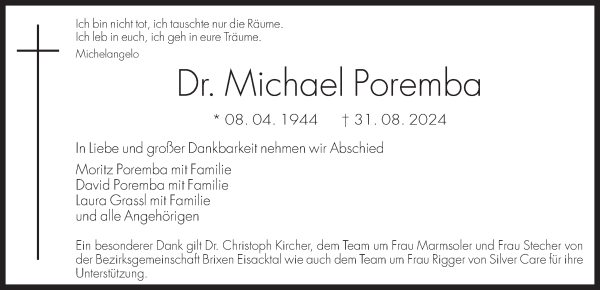 Traueranzeigen von Michael Poremba | Trauer.bz